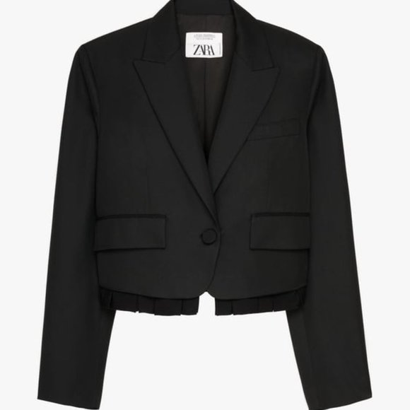 Zara | Jackets & Coats | Nwt Zara Cropped Box Pleat Blazer Limited ...